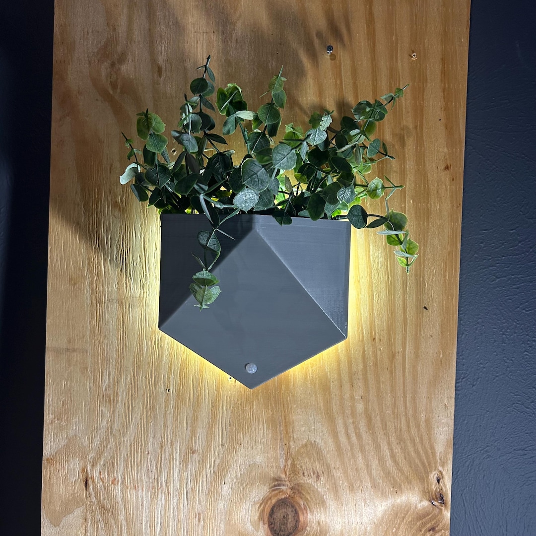 Wall Planter Light, With Built-in LED, Indoor Hanging Plant Pot, Modern ...
