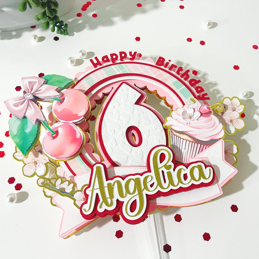 Cherry Cake Topper Coquette Bow and Cherries Birthday Party - Etsy