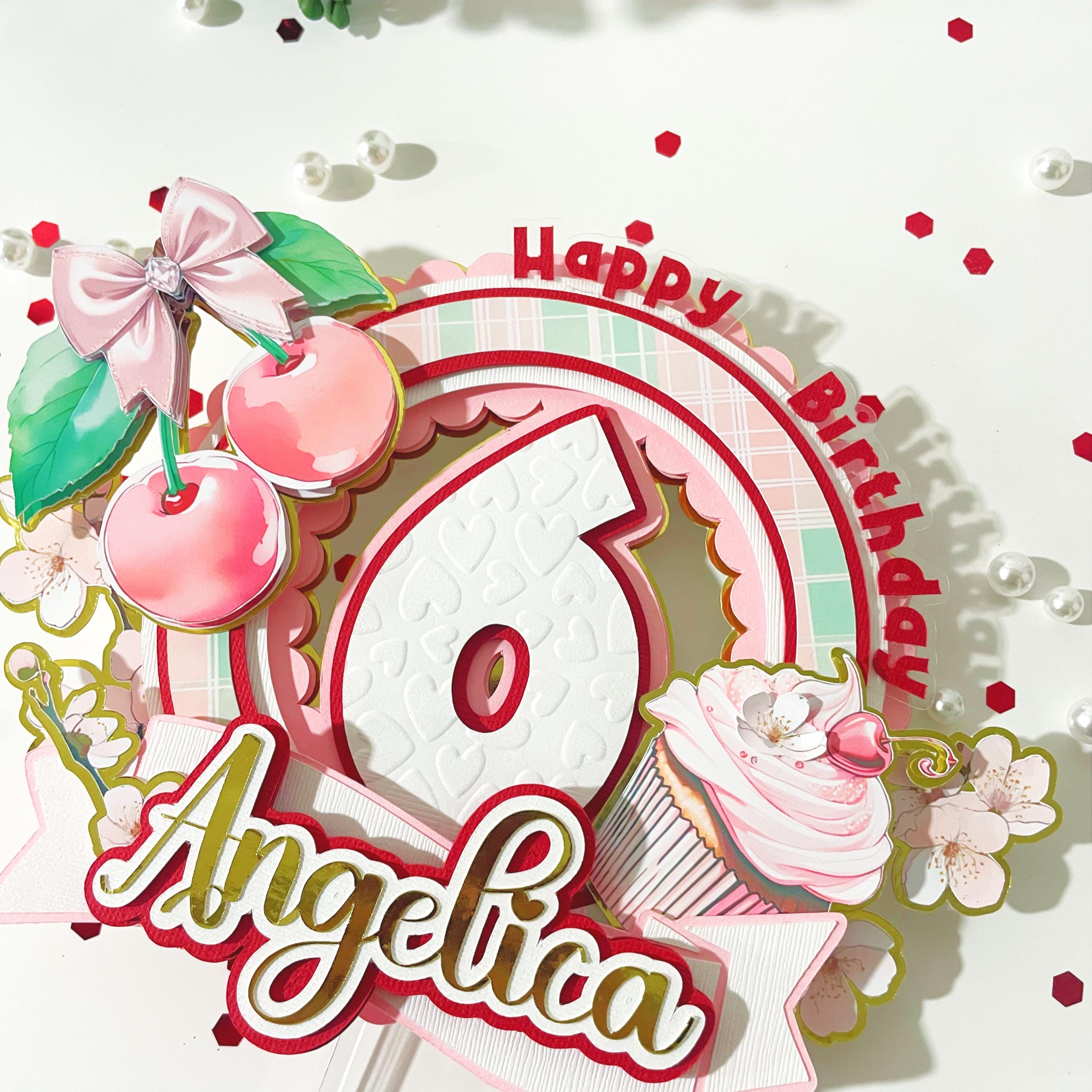 Cherry Cake Topper Coquette Bow and Cherries Birthday Party - Etsy