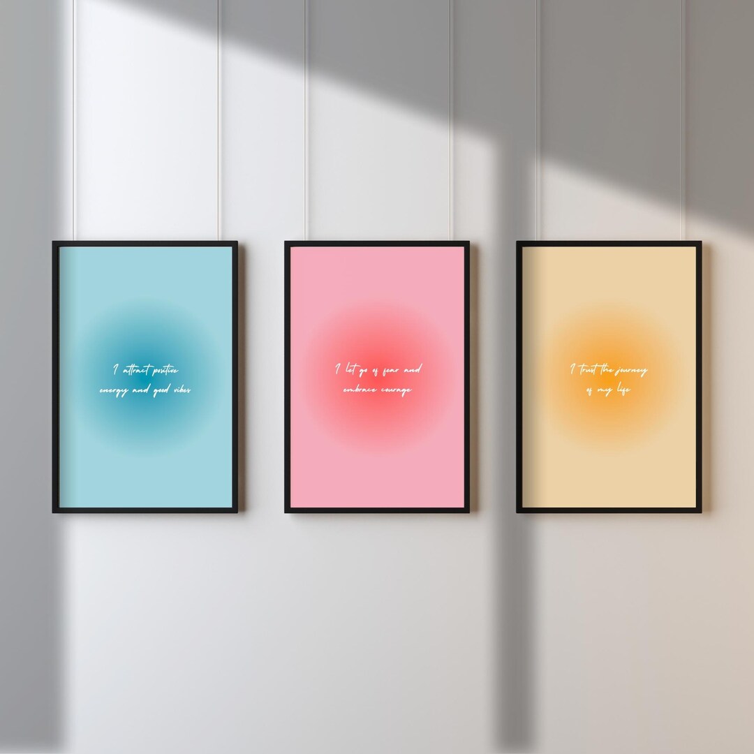 3 Positive Affirmation Posters - Minimalist Wall Art in Pastel Colors ...