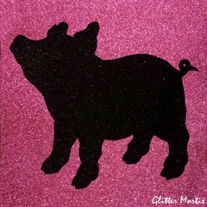 Cute Pig Glitter Art • Children's Piggy Home Decor • Kid's Barnyard ...