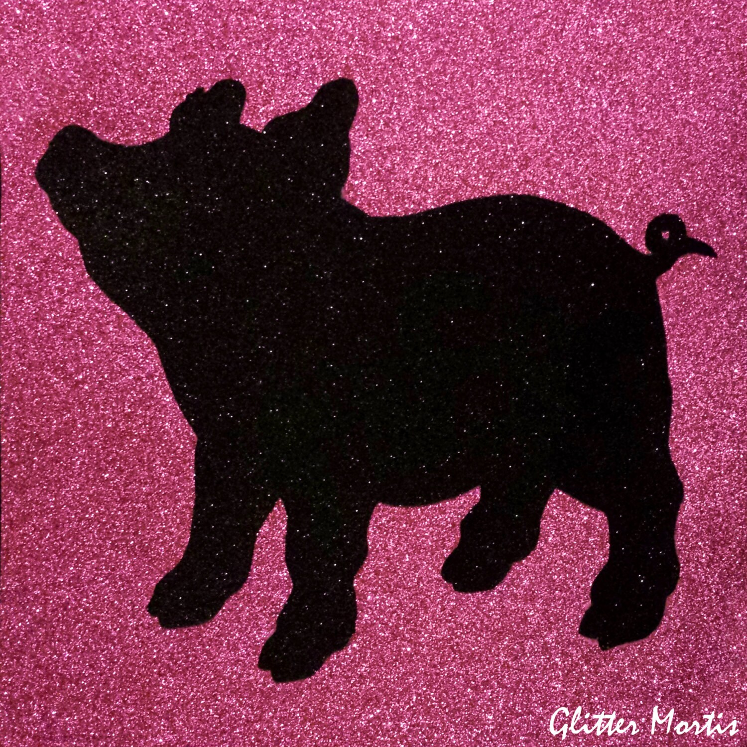 Cute Pig Glitter Art • Children's Piggy Home Decor • Kid's Barnyard ...