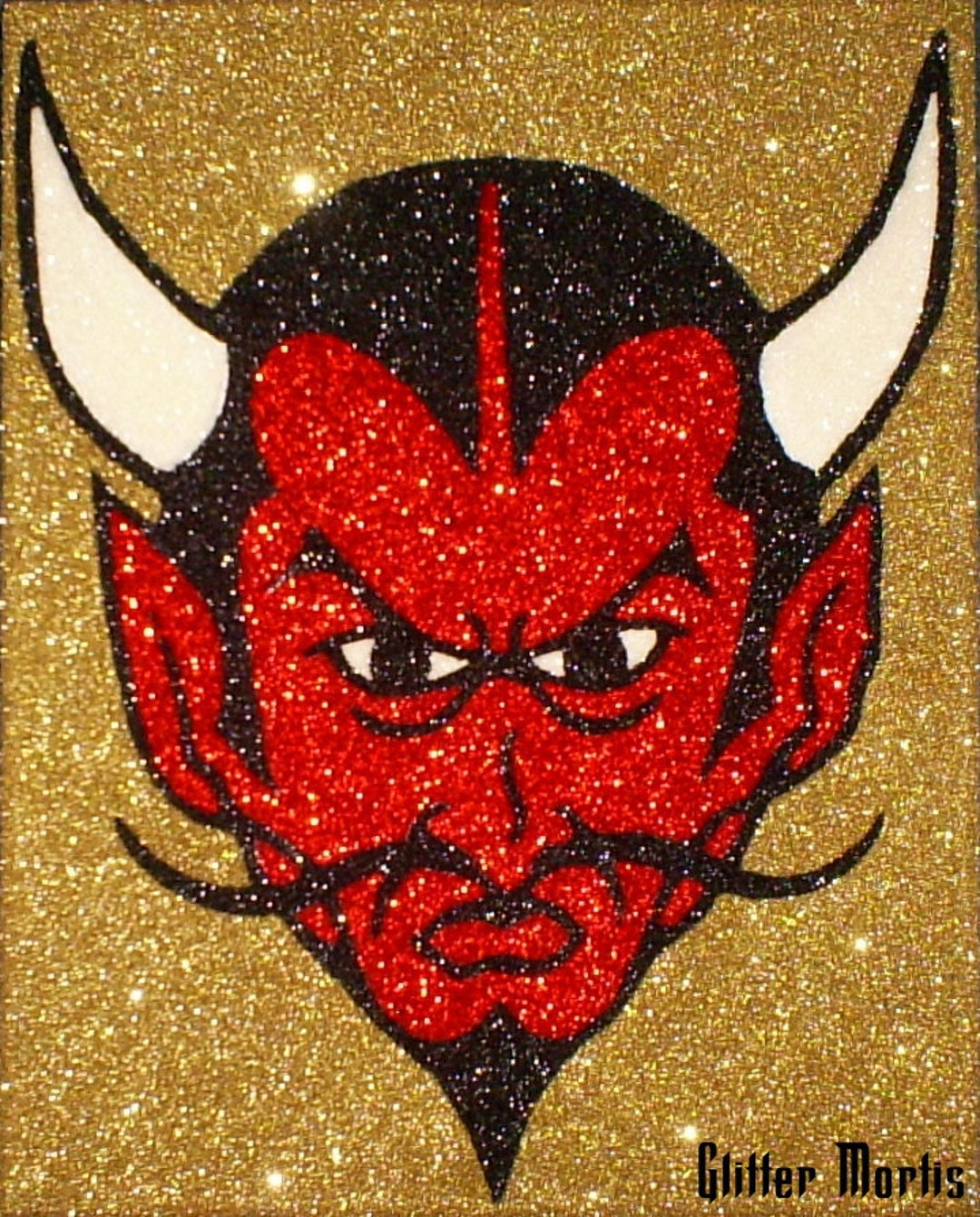 Rockabilly Devil Glitter Painting - OOAK Original - Etsy