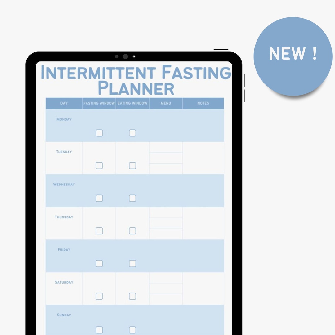 INTERMITTENT FASTING PLANNER, Fasting Schedule, Fasting Log, Fasting ...