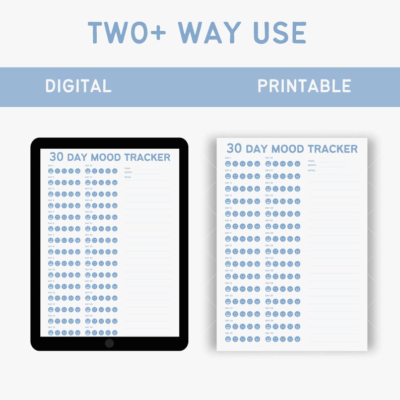 30 DAY MOOD TRACKER, Printable Mood Tracker, 30-day Mental Health ...