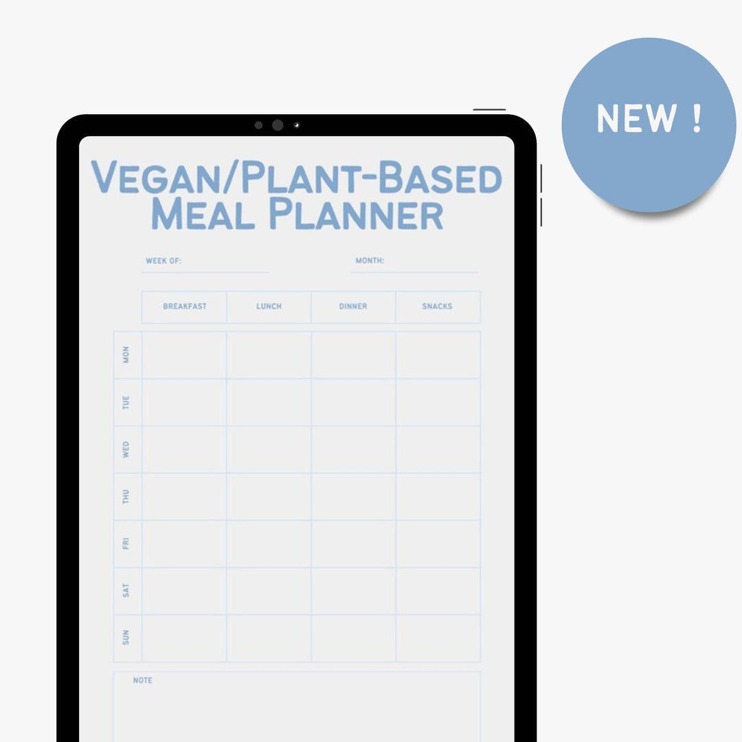 VEGAN MEAL PLANNER, Plant-based Meal Planner, Vegan Diet Planner Pdf ...