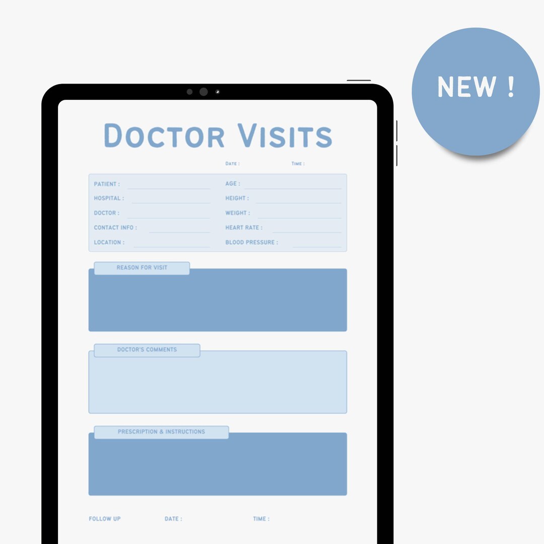 DOCTOR VISITS TRACKER, Doctor Appointment, Medical Visit Log, Health ...