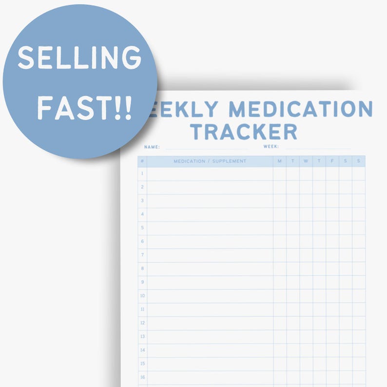 WEEKLY MEDICATION TRACKER, Printable Medicine Log, Pill Tracker ...