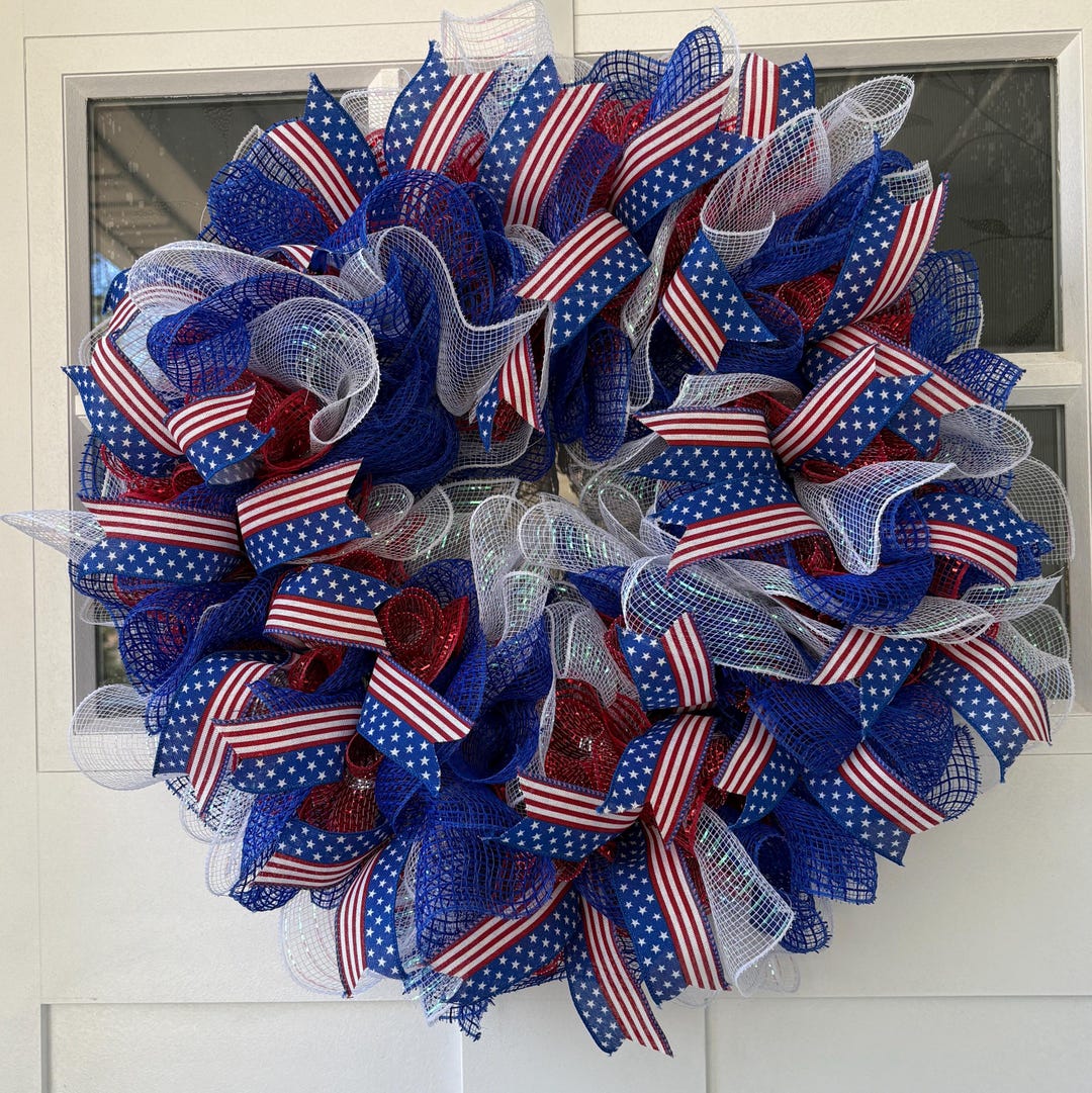 Red White Blue Wreaths, Fourth of July Wreaths, Independence Day Decor ...