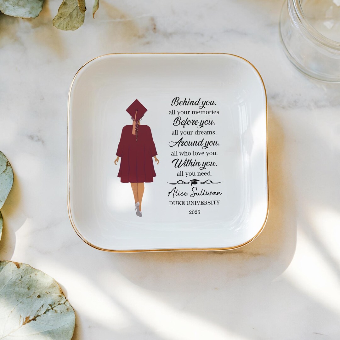 Custom College Graduation Trinket Dish, Jewelry Dish Gift for Friend ...