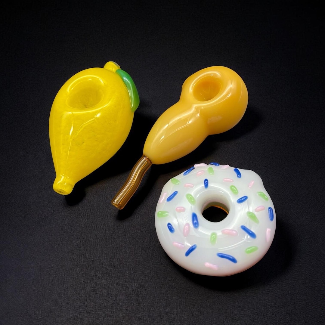 Hand-blown Exotic Glass Pipe – Lemon, Pear, or Donut Shape | Unique ...
