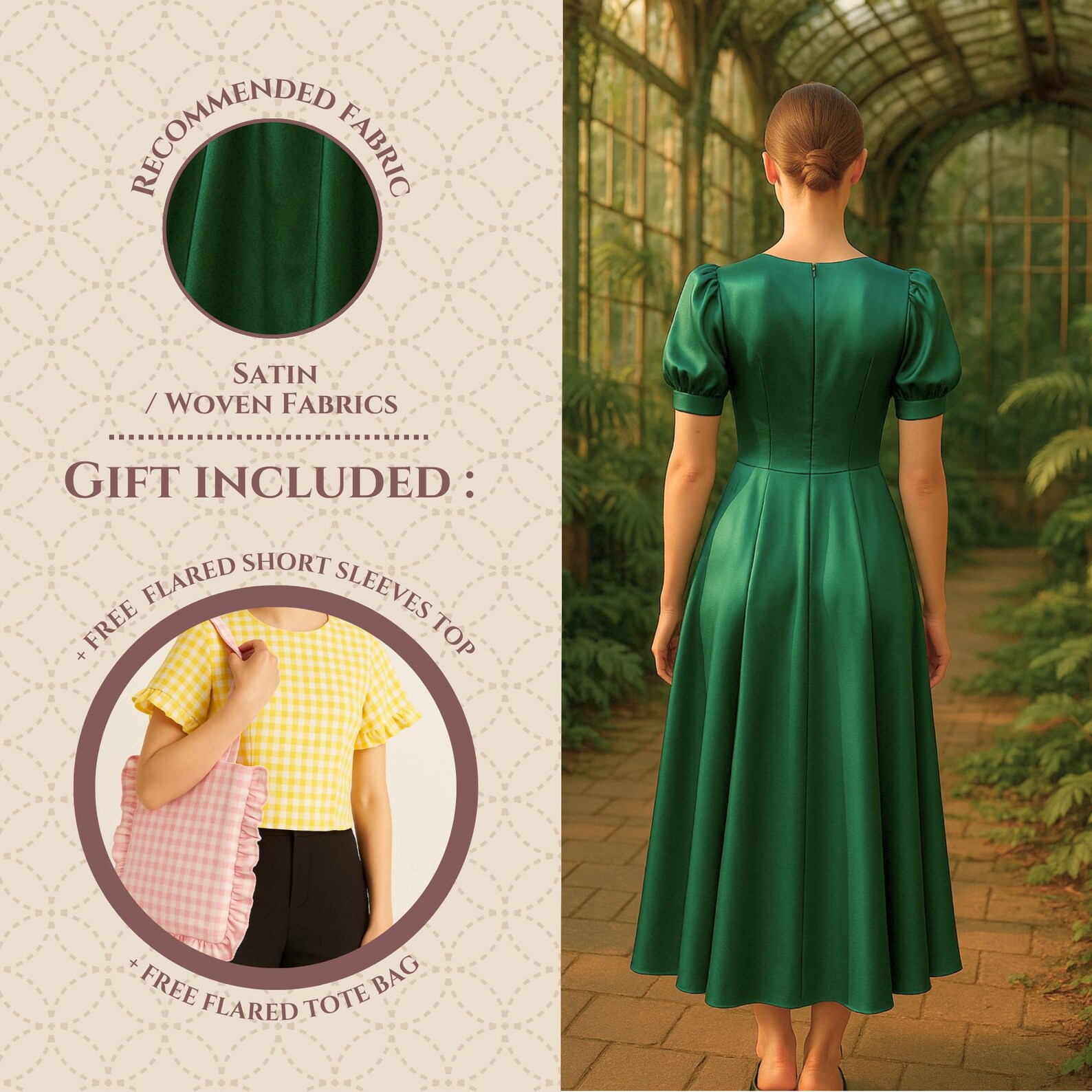 Button Down Dress Sewing Pattern, Cottagecore Dress Sewing Pattern ...