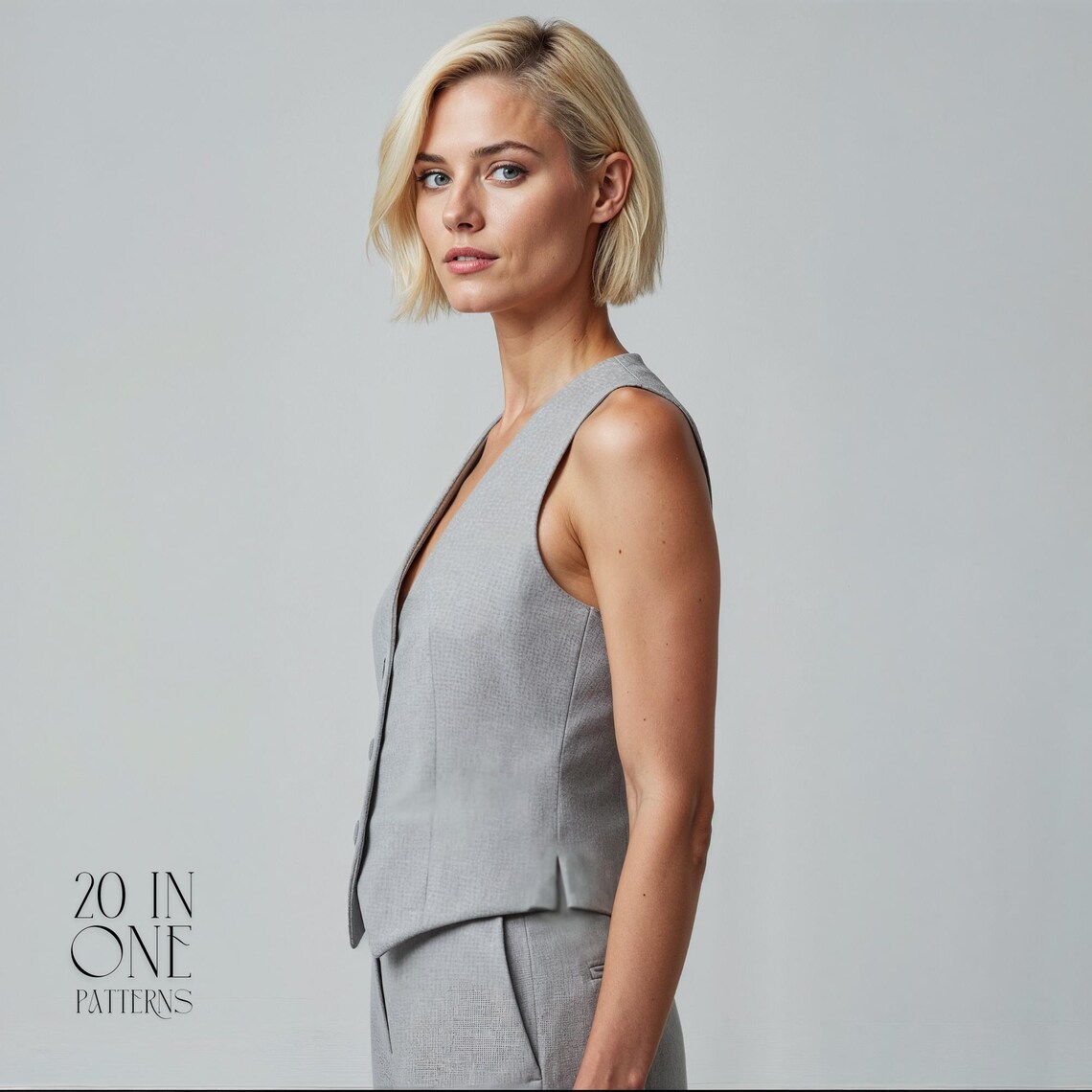 Sleeveless Office Vest Sewing Pattern PDF – Women Tailored Vest, XXS ...