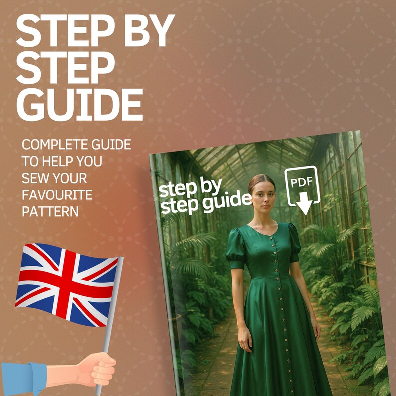 Button Down Dress Sewing Pattern, Cottagecore Dress Sewing Pattern ...