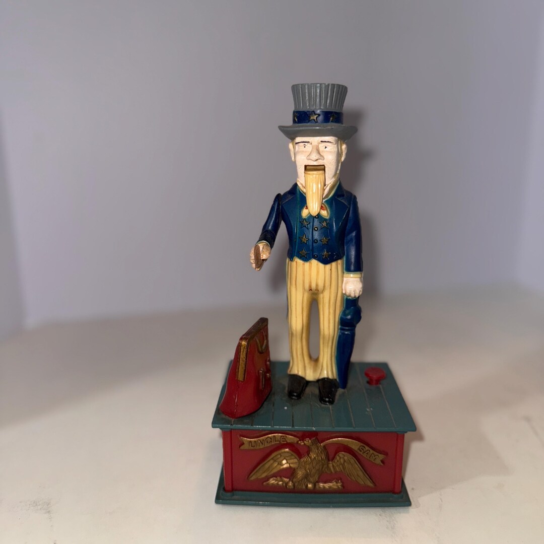 Vintage Plastic Uncle Sam Mechanical Bank - Etsy
