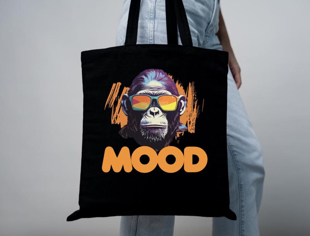 Monkey Tote Bag, Funny Mood Tote Bag, Cute Animal Lover Tote Bag, Work ...