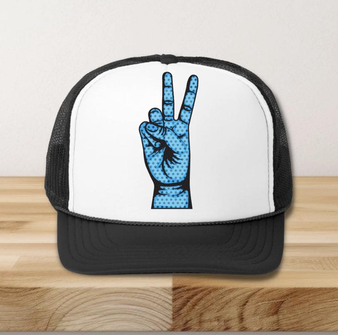 Peace Sign Trucker Hat, Retro Hand Hat, Graphic Hat, Adjustable Good ...