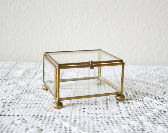 Vintage Small Glass Jewelry Box - Etsy