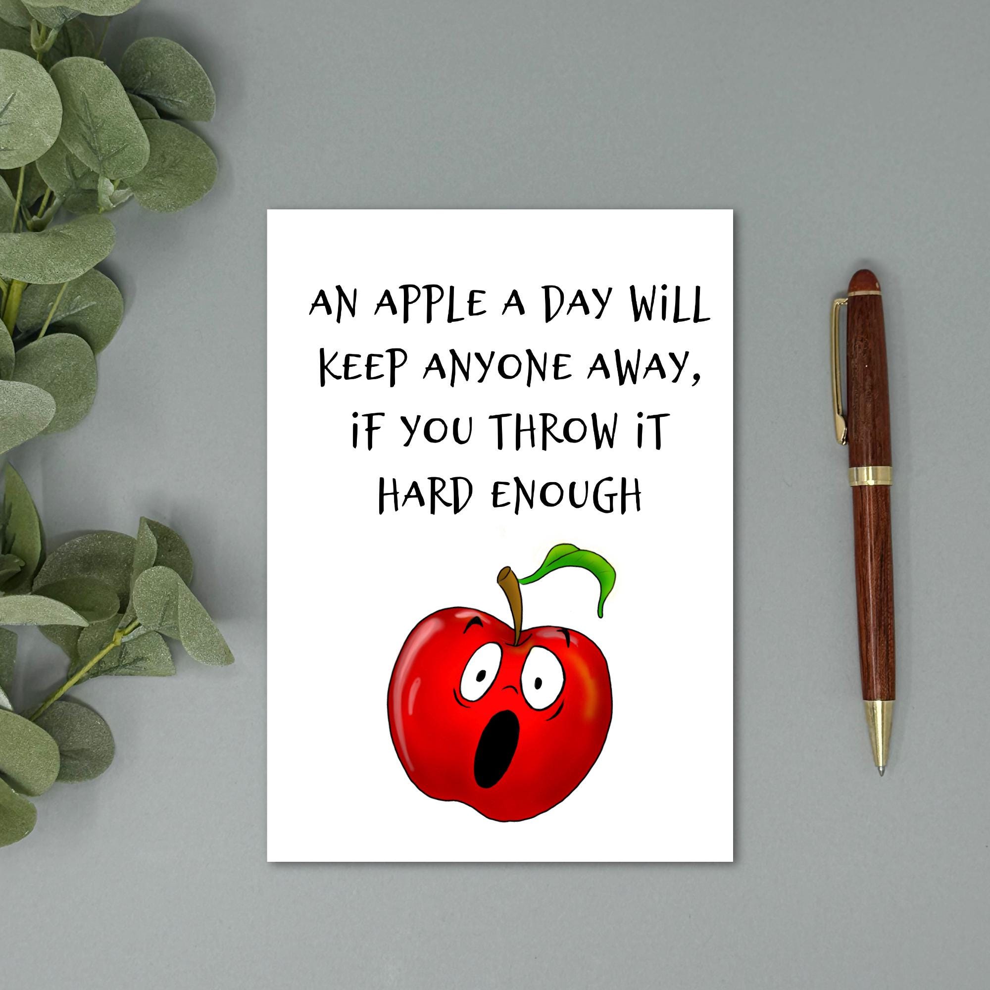 Funny Apple Get Well Card – INSTANT DOWNLOAD – Printable Card – an ...