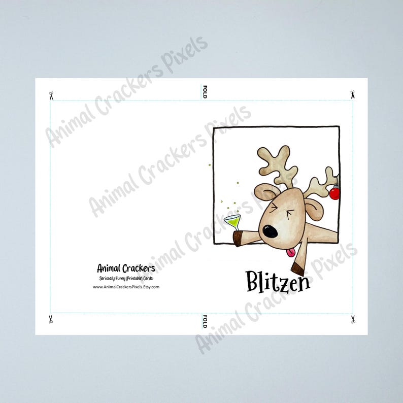 Funny Blitzen Christmas Card and Post Card - Printable Card and ...