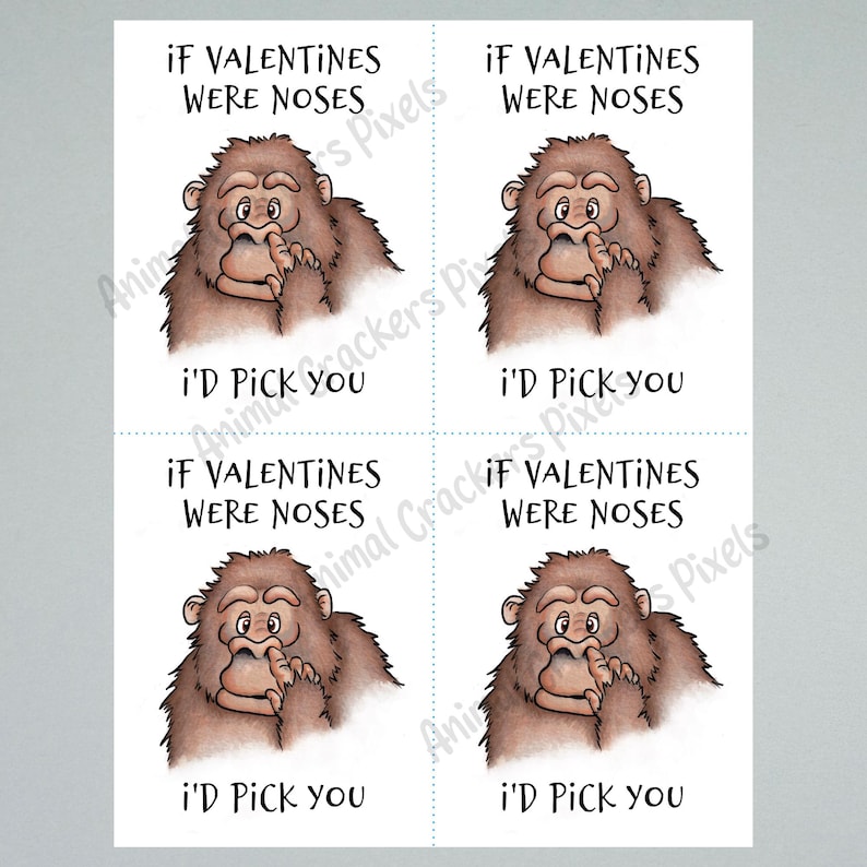 Funny Gorilla Valentine Anniversary Card and Postcard – INSTANT ...