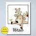 Funny Blitzen Christmas Card and Post Card - Printable Card and ...