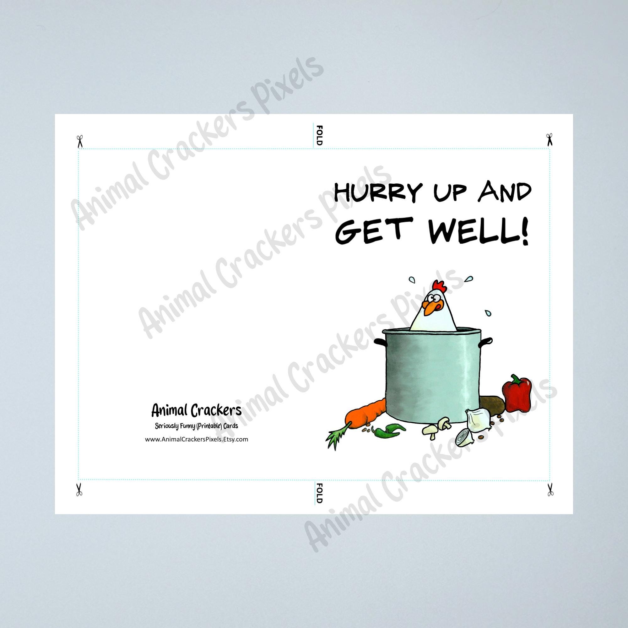 Funny Chicken Soup Get Well Card – INSTANT DOWNLOAD – Printable Card ...