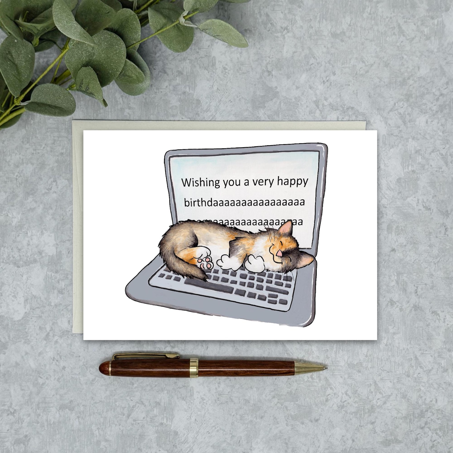 Funny Cat on Keyboard Birthday Card – INSTANT DOWNLOAD – Printable Card ...