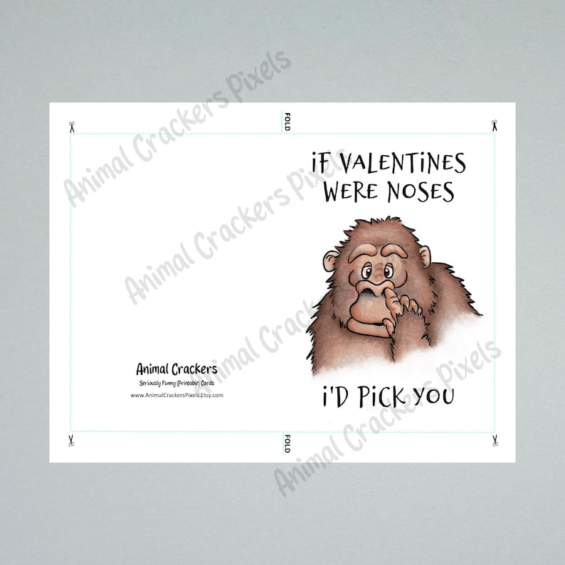 Funny Gorilla Valentine Anniversary Card and Postcard – INSTANT ...