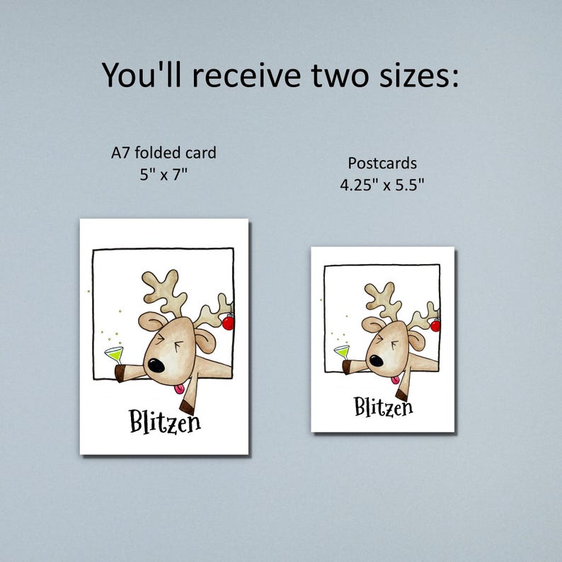 Funny Blitzen Christmas Card and Post Card - Printable Card and ...