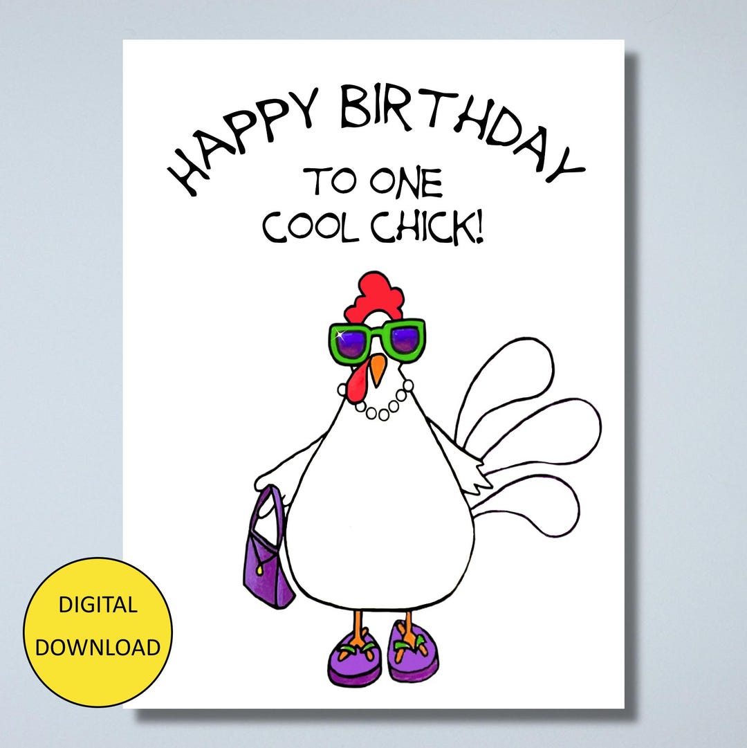 Funny Chicken Birthday Card – INSTANT DOWNLOAD – Printable Card - Happy ...