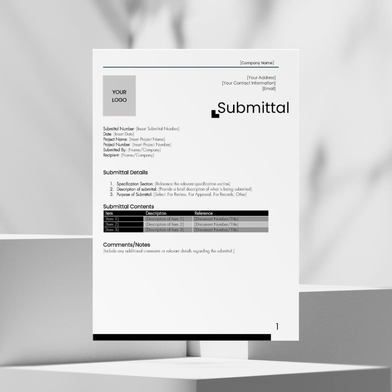 Construction Submittal Log Template | Project Tracking Spreadsheet for ...