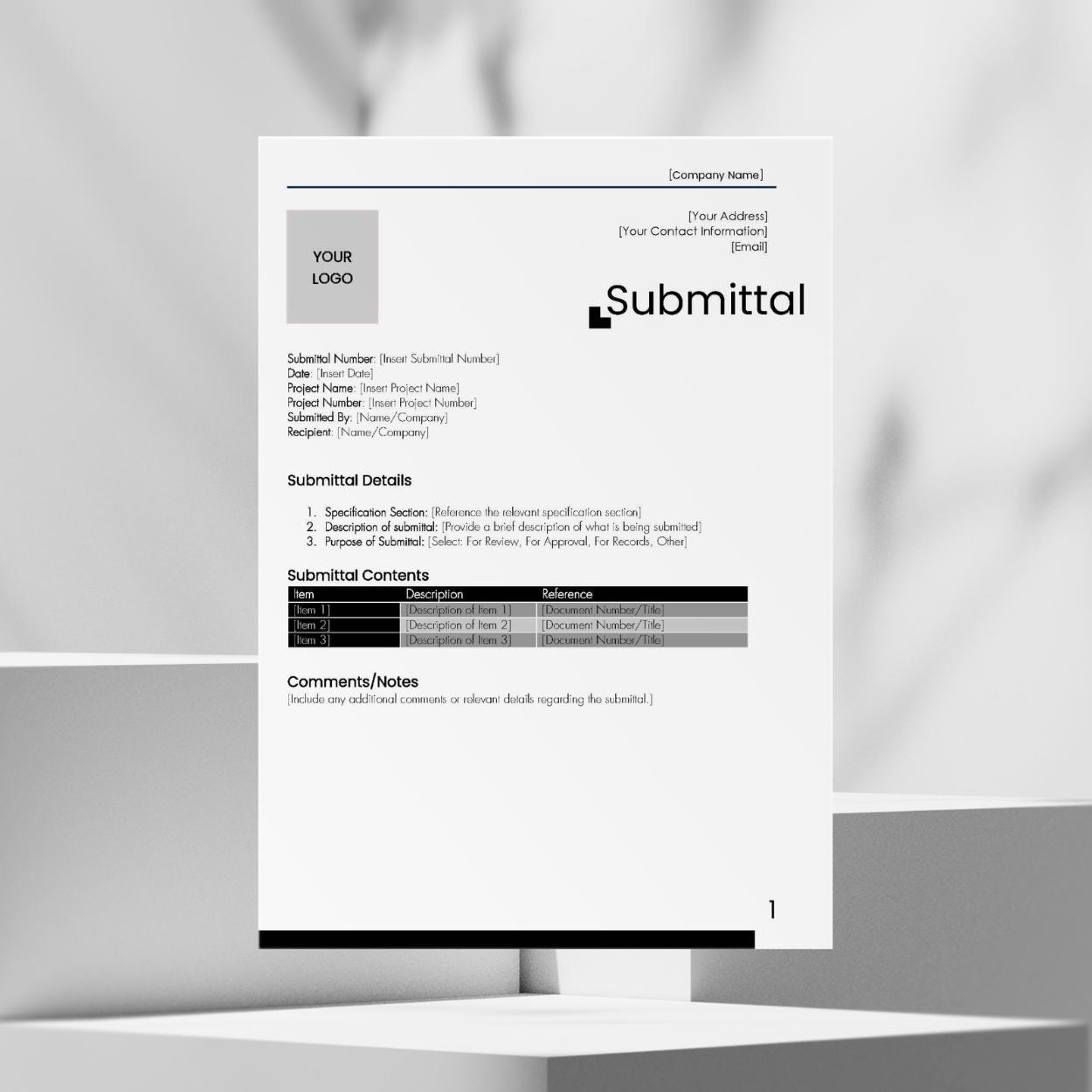 Construction Submittal Log Template | Project Tracking Spreadsheet for ...