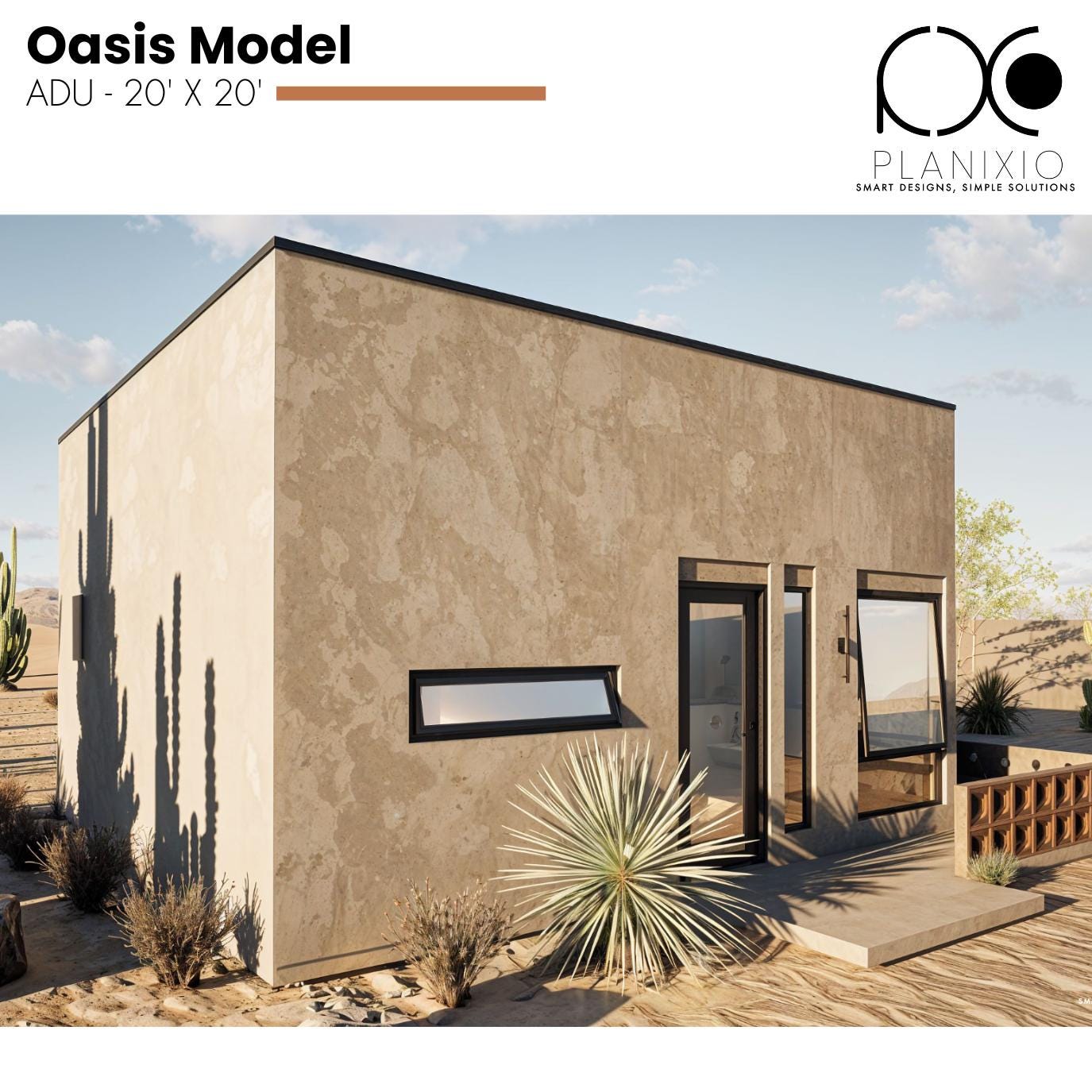 Studio ADU House Plan PDF | 20x20 Tiny Home Design | Guest House ...