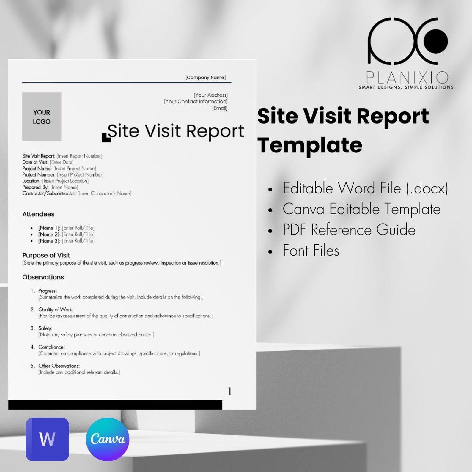 Site Visit Report Template | Construction Inspection Checklist & Field ...