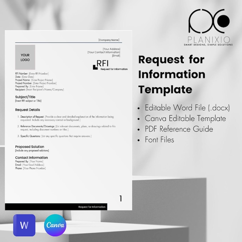 Editable Request For Information Rfi Template Etsy