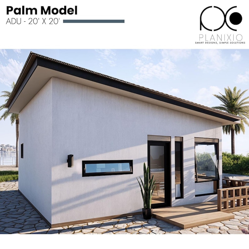 Studio ADU House Plan PDF | 20x20 Tiny Home Design | Guest House ...