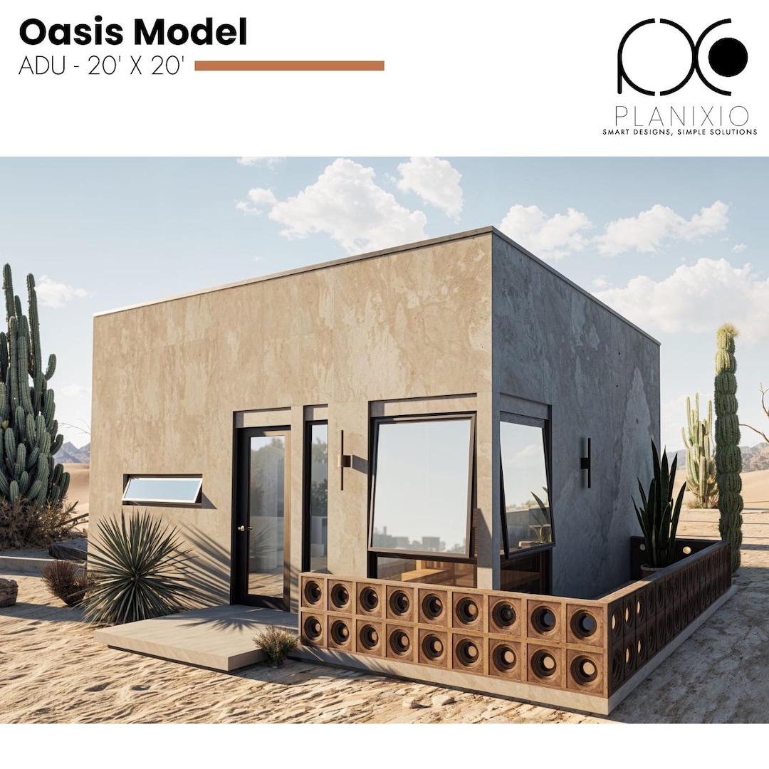 Modern 20x20 Tiny Home ADU House Plan: Oasis Model (PDF) - Etsy