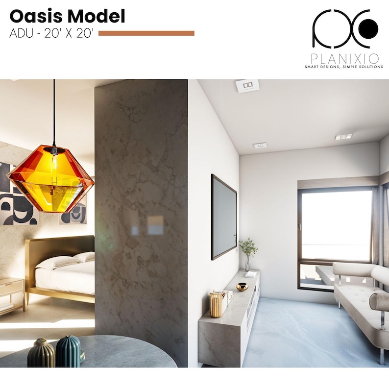 Studio ADU House Plan PDF | 20x20 Tiny Home Design | Guest House ...