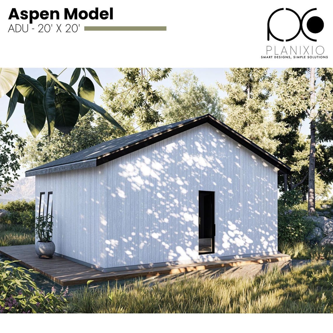 Studio ADU House Plan PDF | 20x20 Tiny Home Design | Guest House ...