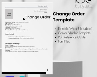 Construction Change Order Template | Editable Contract Modification ...