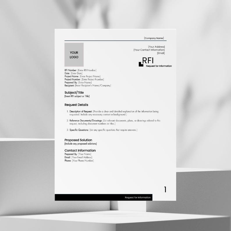 Request for Information (RFI) Template | Editable Construction Document ...