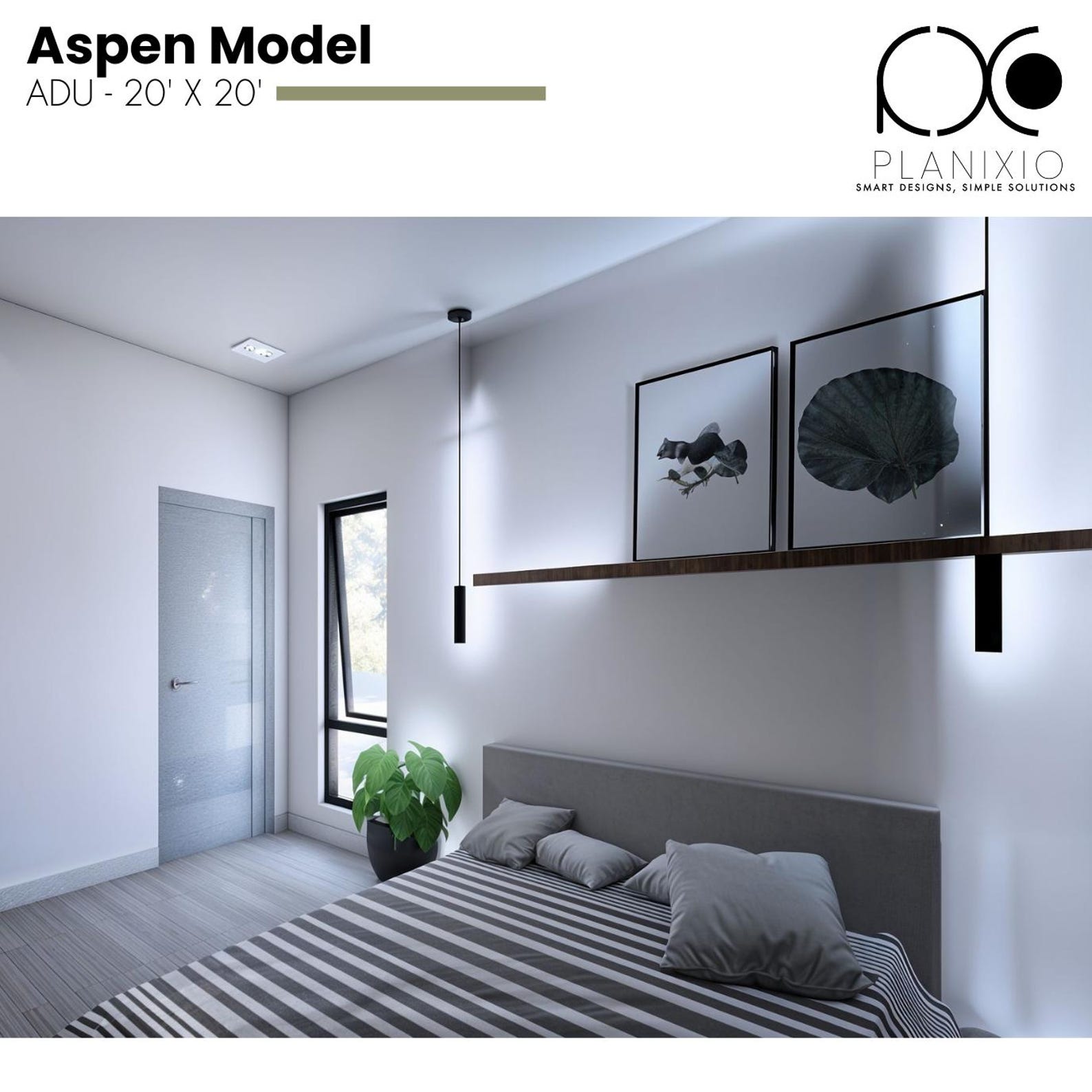 ADU House Plans PDF | 1 Bedroom Forest Cabin Guest House | Gable Roof ...