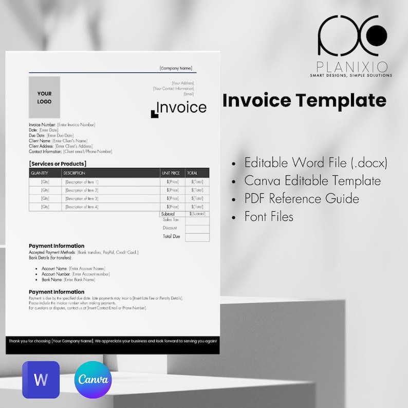 Invoice Template | Professional Billing Payment Form for Architects ...