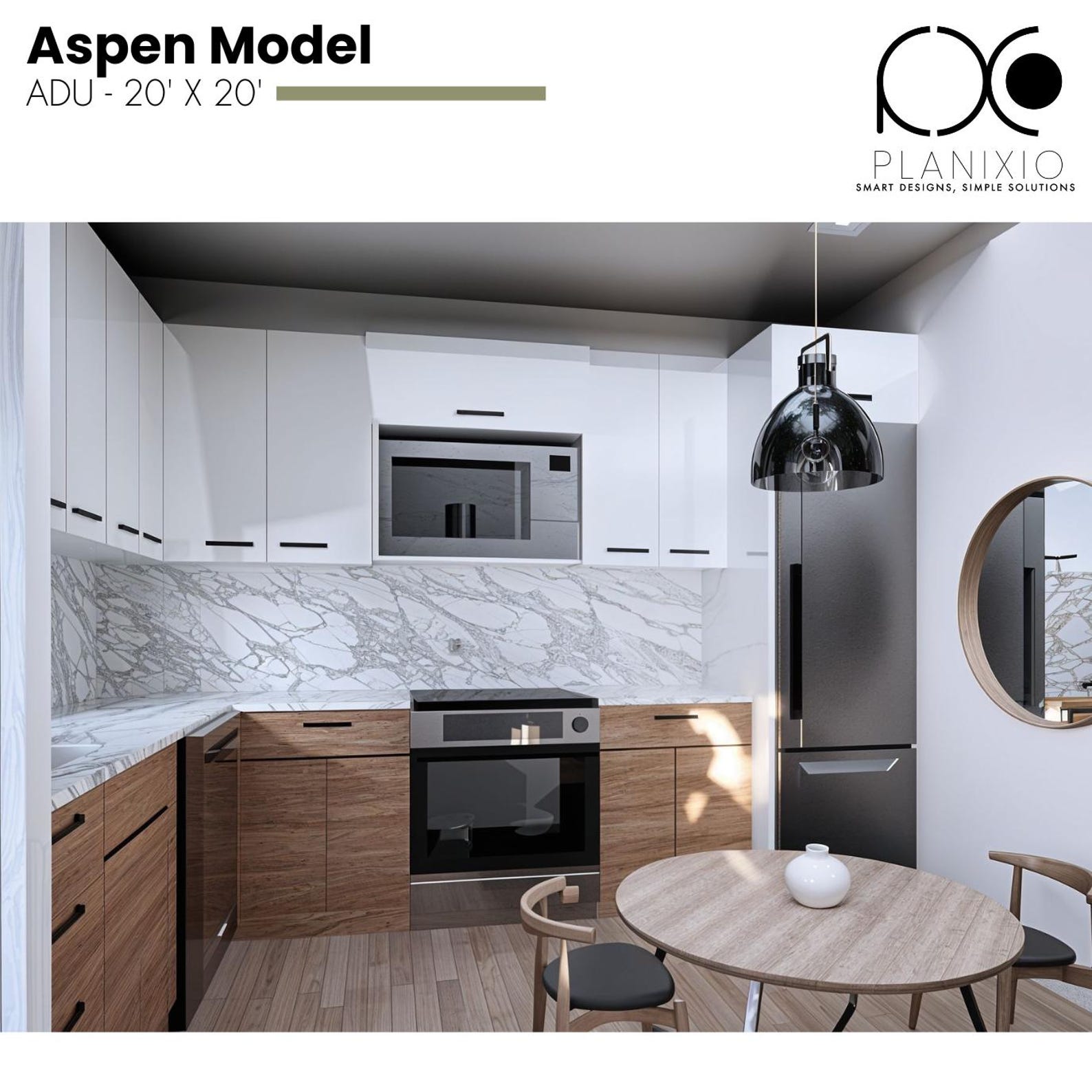 ADU House Plan 20x20 Ft Studio | Gable Roof Tiny Home Design – Aspen ...