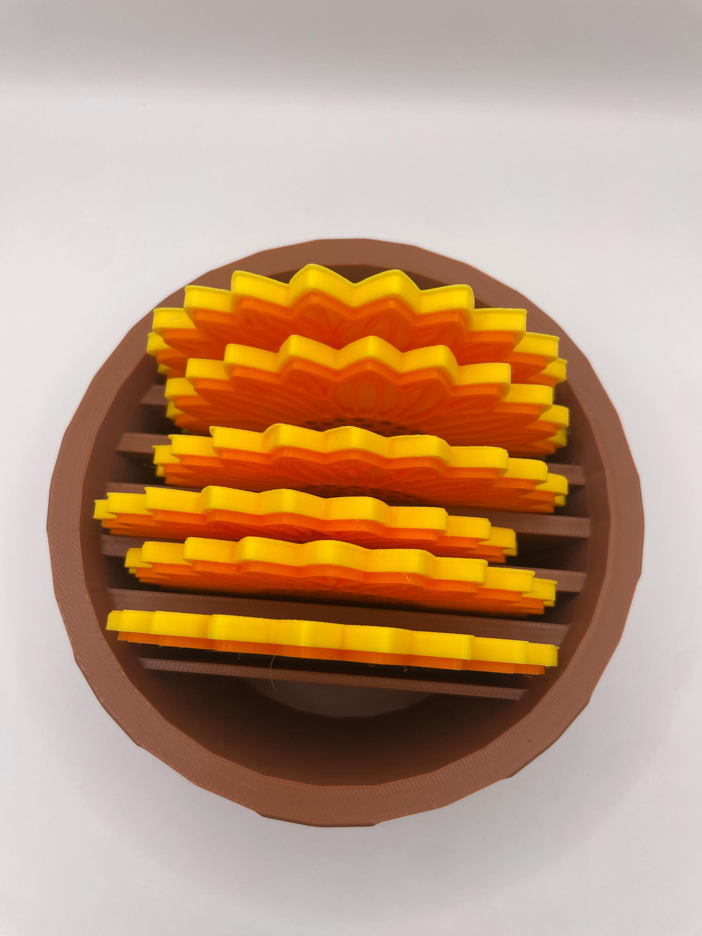 Sunflower Coaster Set With Pot Holder | Set of 6 Cute Floral Coasters ...