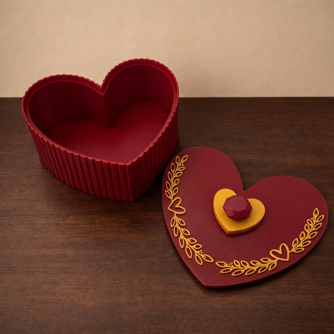3D Printed Heart Storage Box With Lid - Single or Nesting Set ...