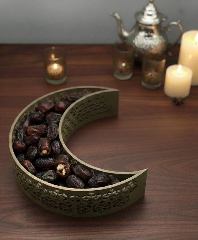 3D Printed Ramadan Moon and Star Tray, Islamic Eid Geometric Table ...