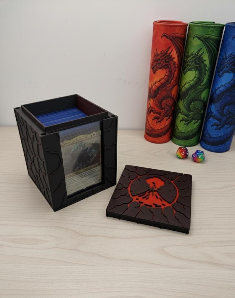 MTG EDH Deck Box | Volcano Lava Theme Deck Box Commander Showcase ...