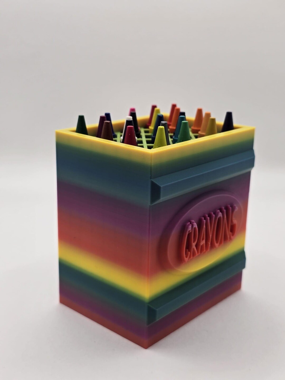 Rainbow Crayon Storage Box With Lid - Kids Art Organizer, Colorful ...